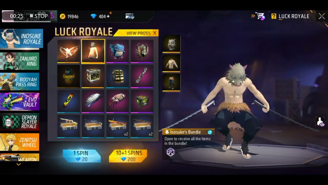 INOSUKE ROYALE EVENT FREE FIRE | NEW NSUKE BUNDLE SPIN | FF NEW EVENT ...