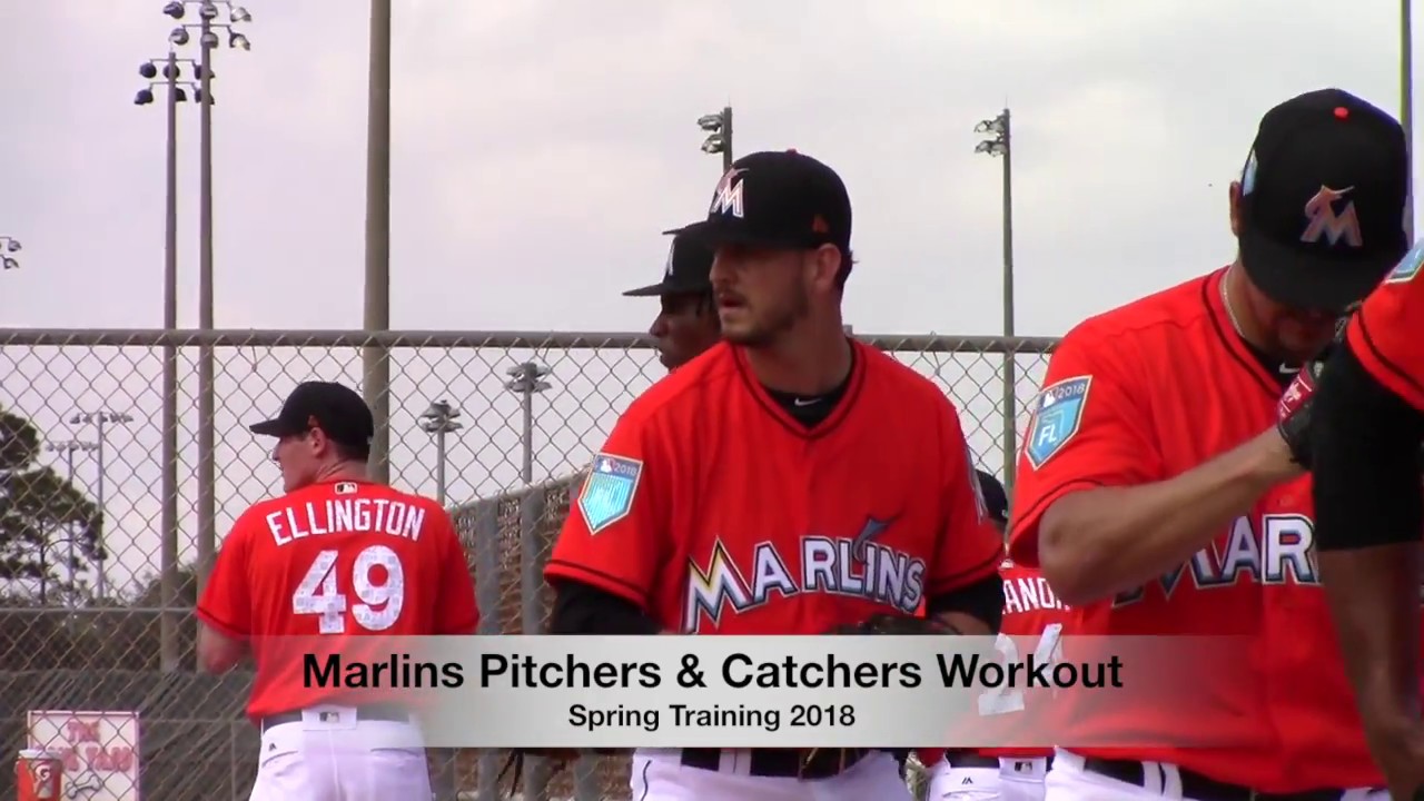 Miami Marlins - Spring Training 2018 Pitchers & Catchers Workout - YouTube