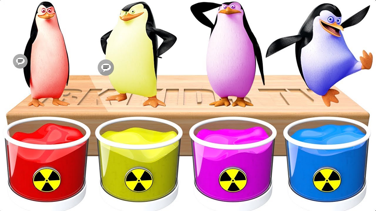 Bathing Fun Colors for Kids | Colors Shower with Penguins Colors | Dye ...
