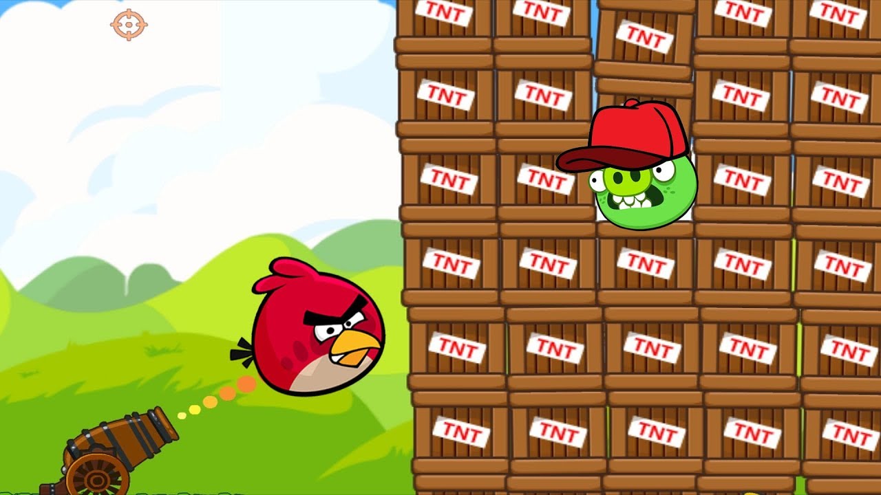 Angry Birds Collection Birds 1 - CANNON SHOOT ONE BIRD TO 1000 TNT ...
