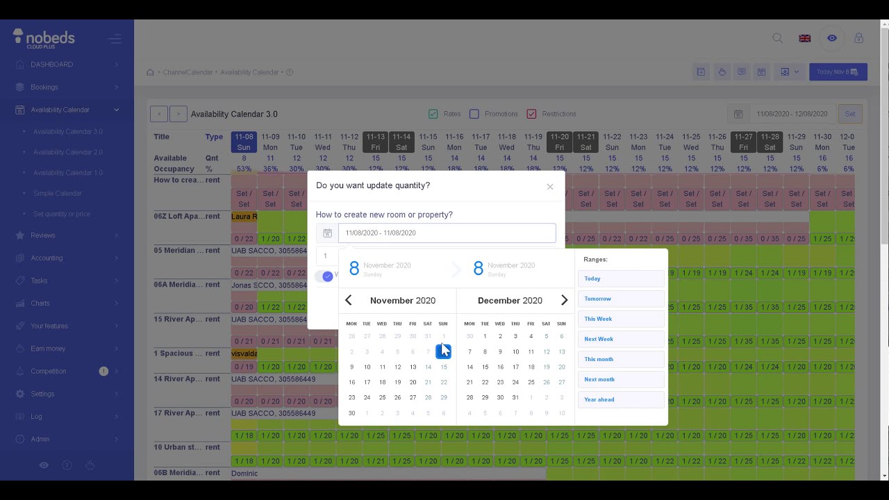 How to create new room or property and open availability? - YouTube