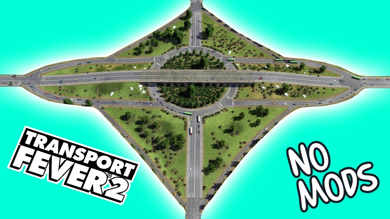 Easy intersection to handle heavy traffic for Transport Fever 2 - YouTube