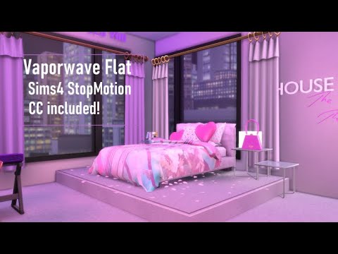 The Sims 4 || StopMotion Building || Vaporwave Flat || CC included ...