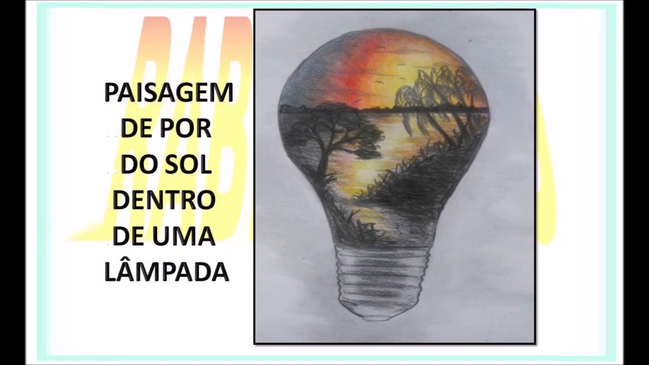 Desenhando Paisagem Por Do Sol Com LÁpis De Cor E LÁpis 6b Dentro Da LÂmpada Youtube