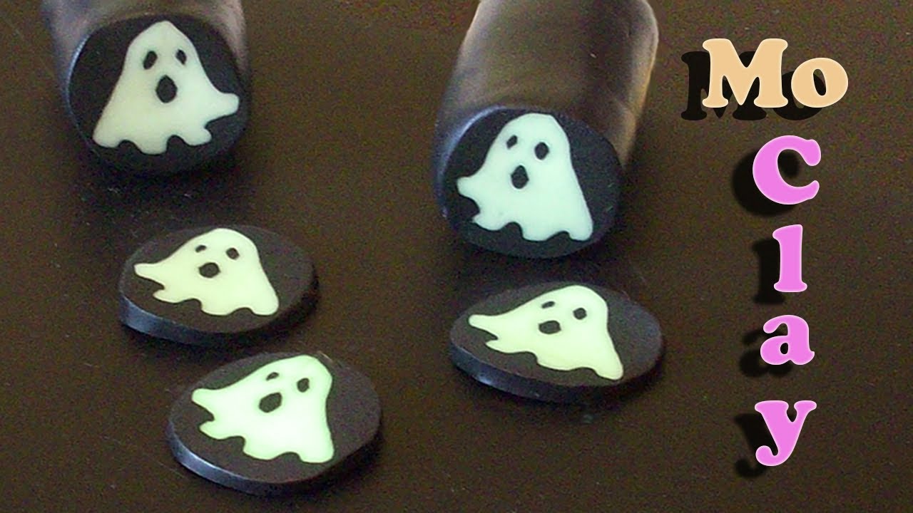 Polymer Clay Tutorial. Halloween Ghost Cane. Murrina con Fantasma - YouTube