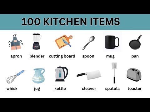 100 kitchen items vocabulary - YouTube