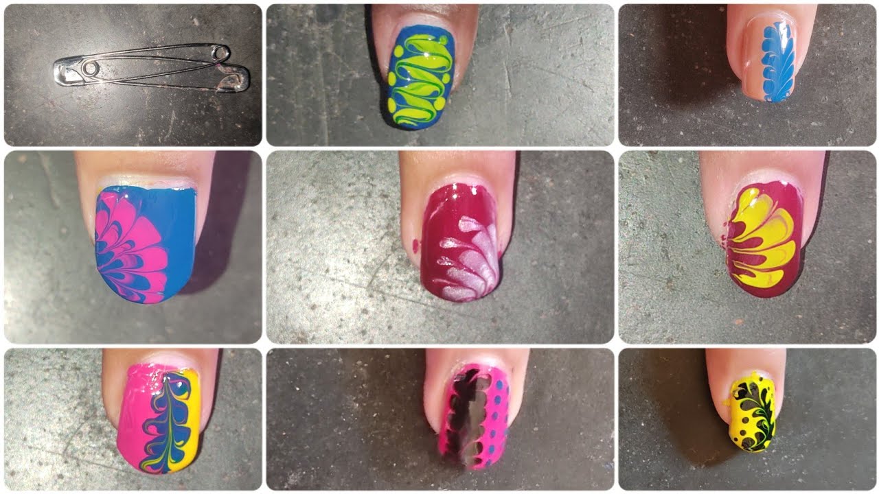 10 Easy nail art design using Safety pin🧷 || Easy nail art design for ...