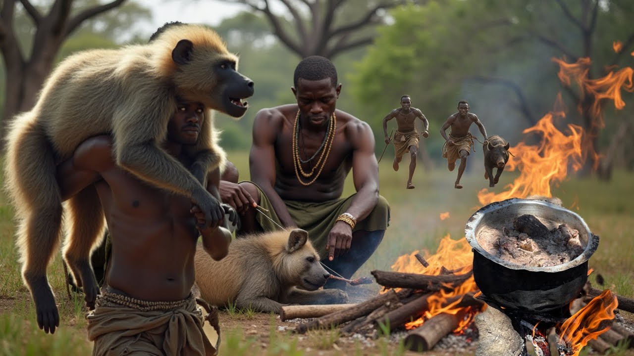 Hadzabe Tribe Cooks and Eats Baboons in the Forest (2024) - YouTube