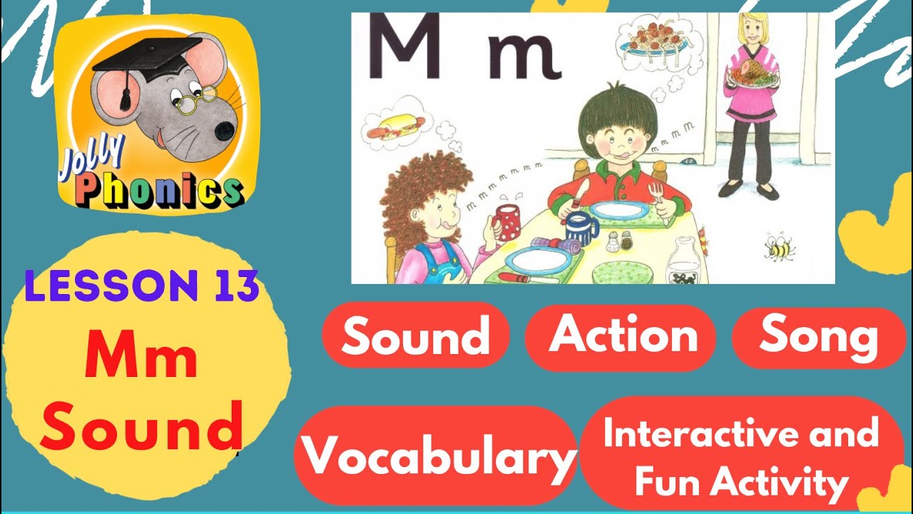 Lesson 13 - JOLLY PHONICS /Mm/ SOUND WITH SOUND, SONG, VOCABULARY, AND ...