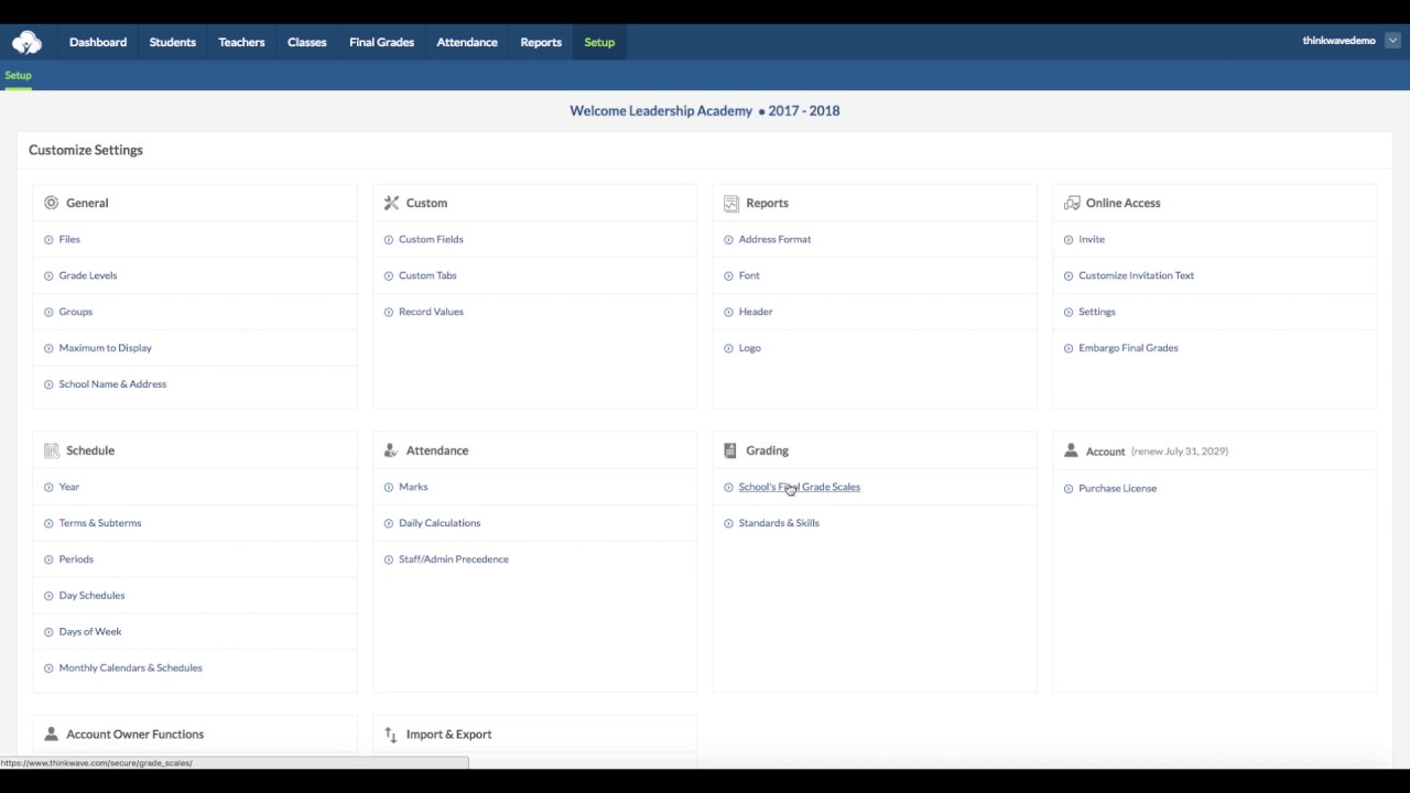 ThinkWave School Admin Software, Setup | Grading Options Tab - YouTube