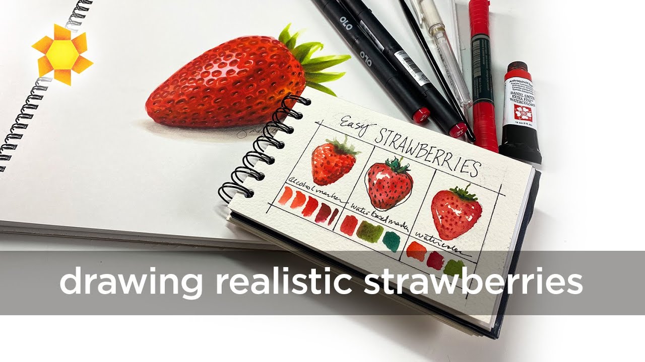 How To Draw A Realistic Strawberry Youtube