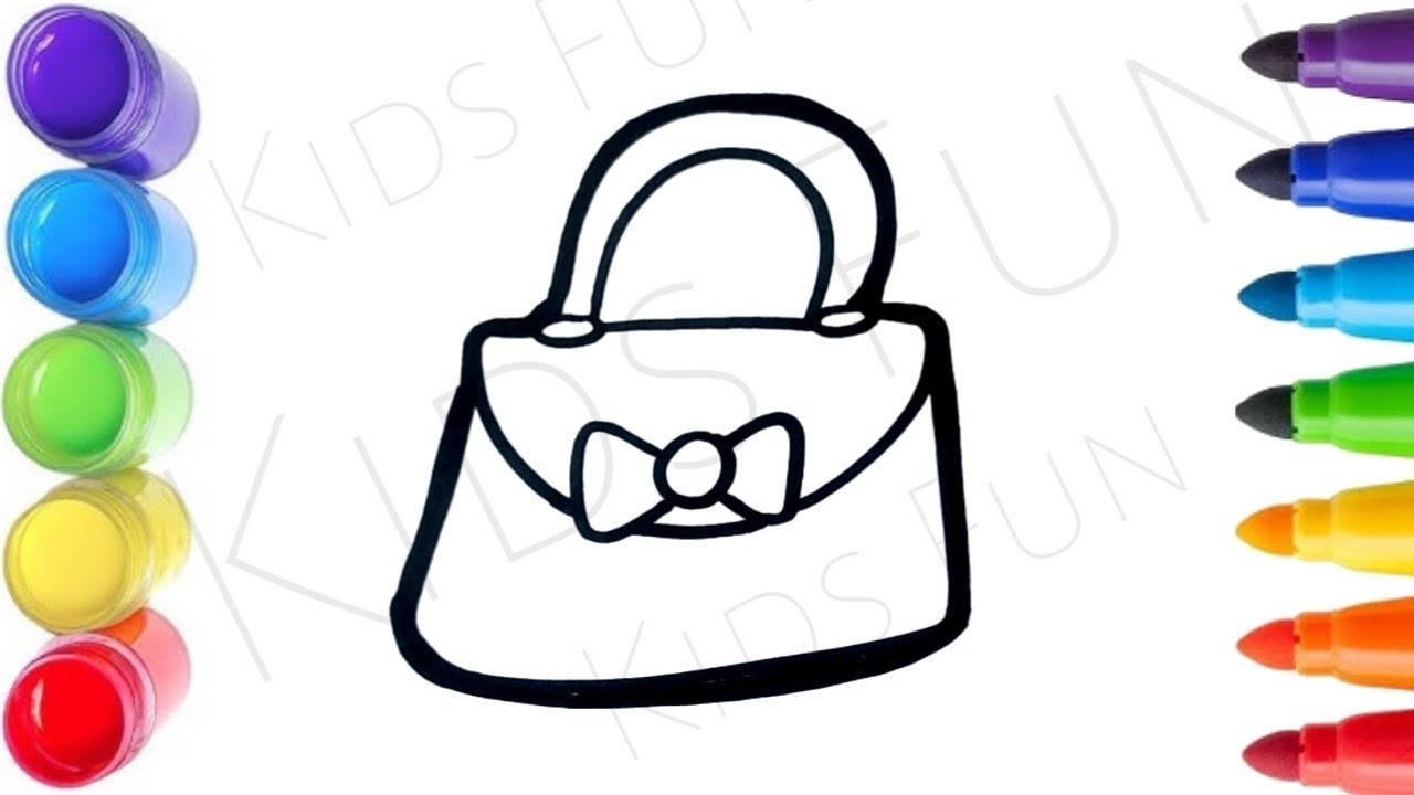 How To Draw cute hand bag. Easy Drawing, Painting & Coloring For Kids ...