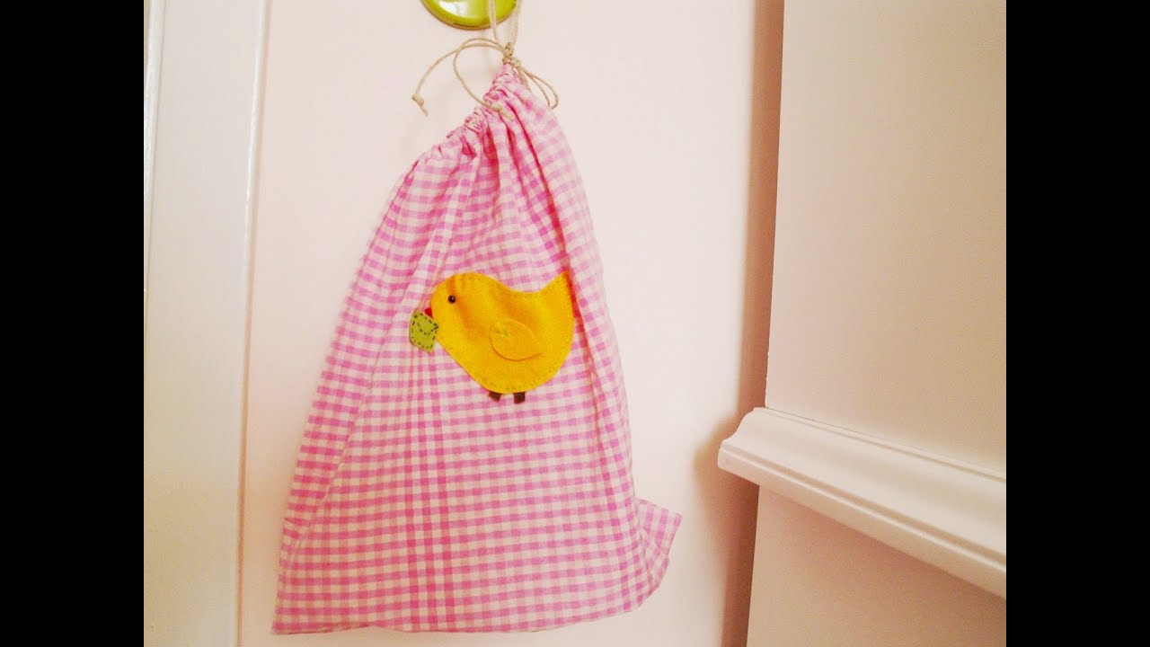 DIY Bird Applique Drawstring Bag Sewing Tutorial/ Kuş Aplikeli Büzgülü ...