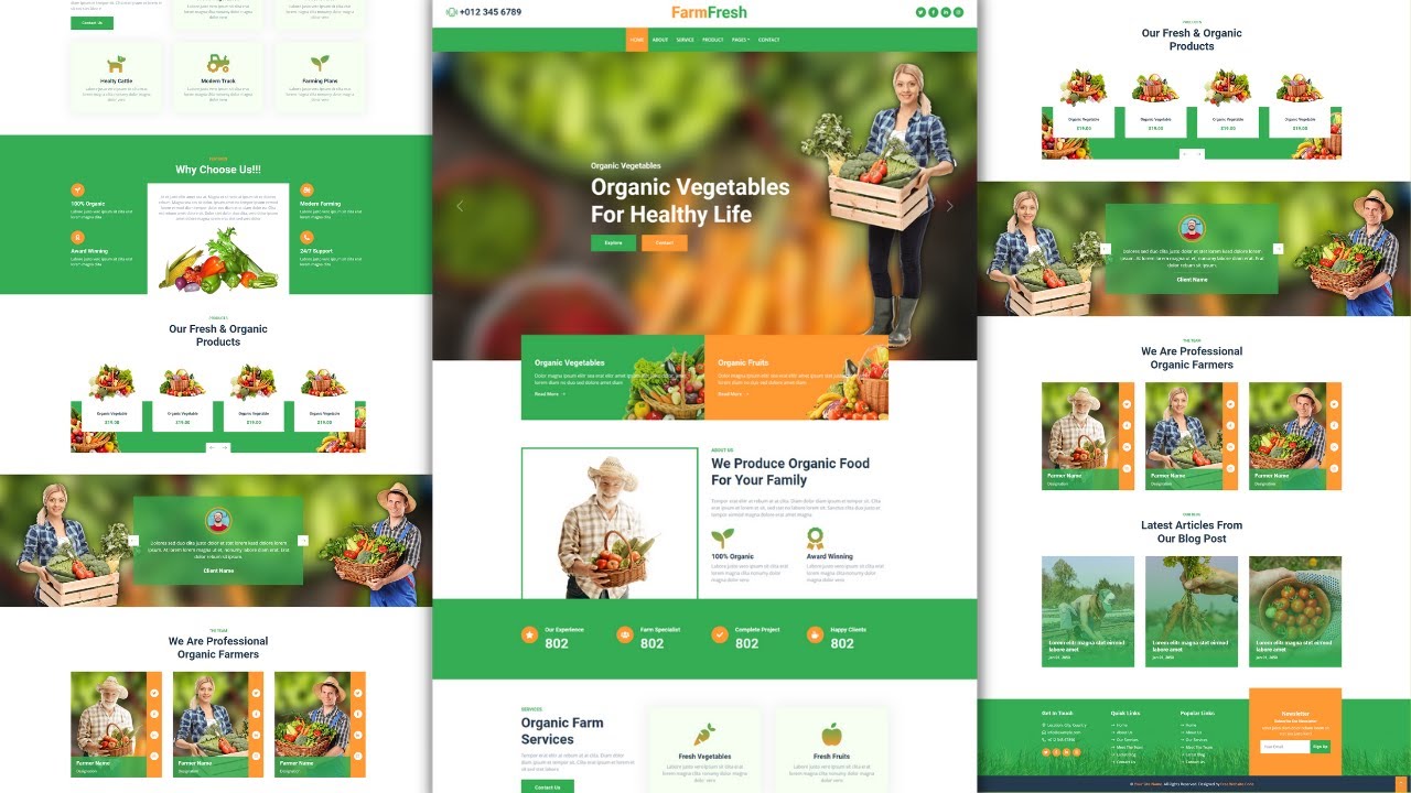 Complete Responsive Organic Farm - Vegetable - Green Farming Website ...