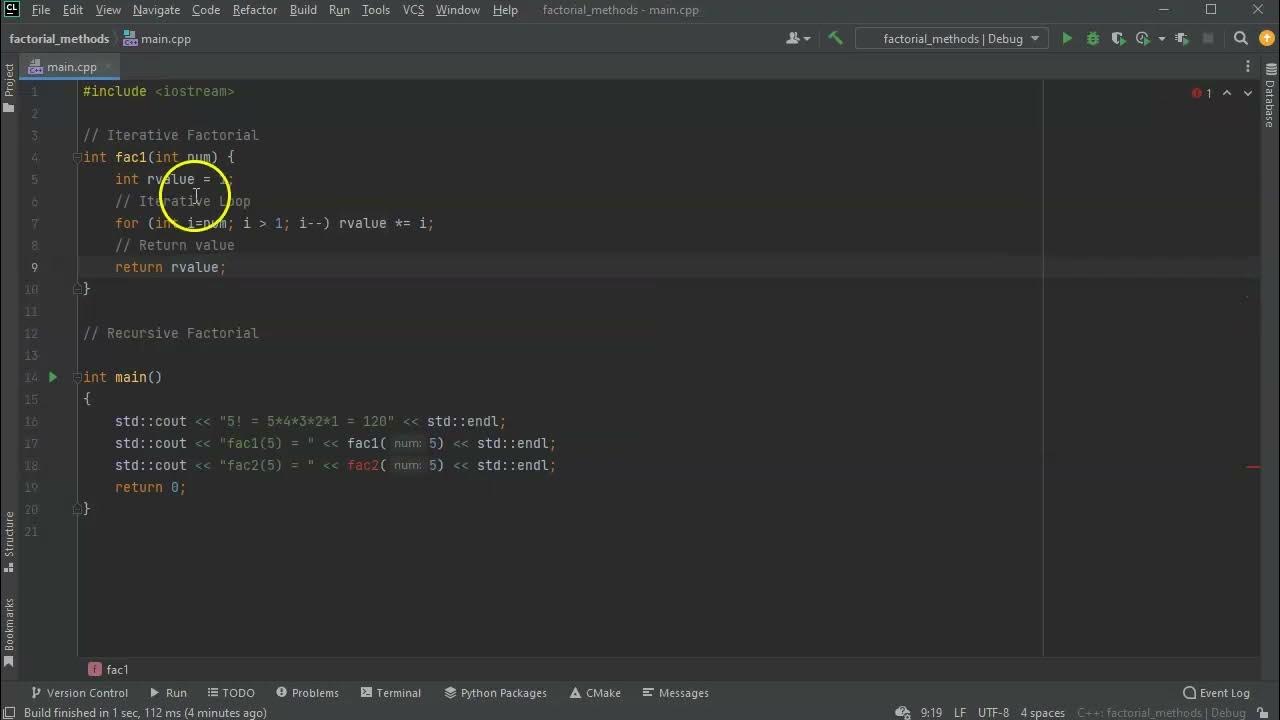 Iterative vs Recursive approach to Factorial in C++ - YouTube