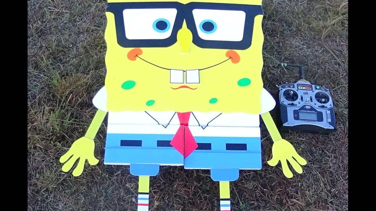 Flying Spongebob RC Plane - with the kids watching - YouTube