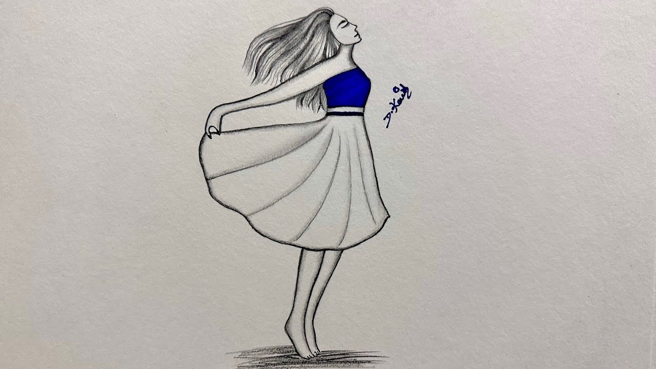 How to draw a dancing girl || Easy drawing tutorial for beginners - YouTube