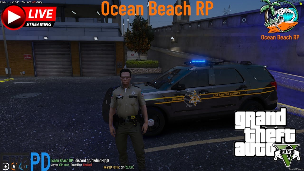 🔴 Live: GTA V Ocean Beach RP FiveM #28 - 👮🏻 Los Santo Sheriff 🚓 ...