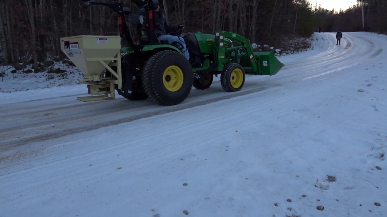 John Deere 2032R with Herd Spreader/Sander Part 2 - YouTube