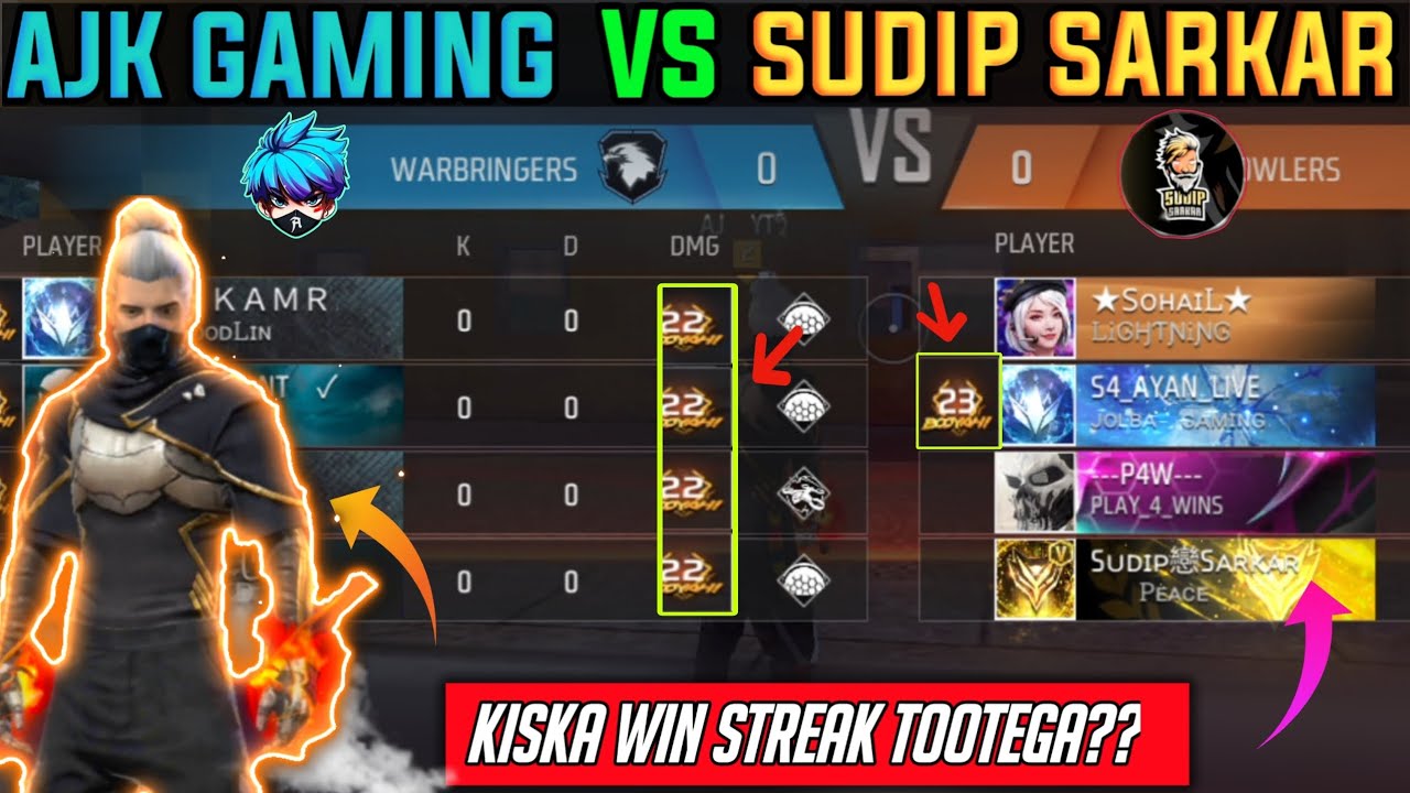 @SUDIP.SARKAR1 VS AJK GAMING 🤯 KISKA WIN STREAK TOOTNE WALA HAI 😂 MUST BE WATCH THIS VIDEO 😌 ...