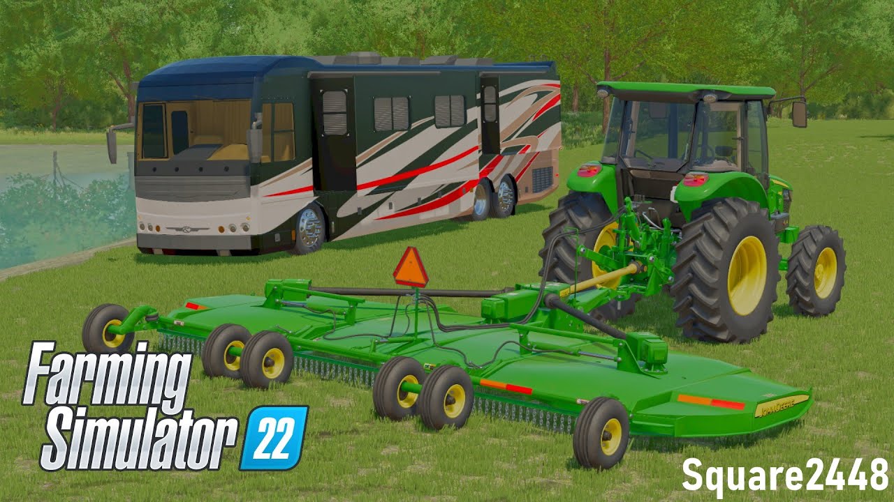 Batwing Mowing At RV Park! | FS22 Landscaping - YouTube
