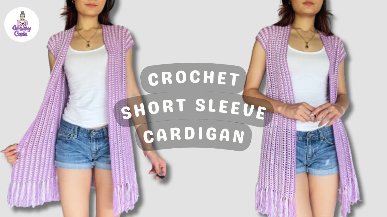 Free Crochet Pattern Short Sleeve Cardigan Crochet Ruffle Sleeve