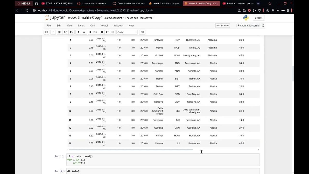 week 3 Jupyter Notebook machine learning - YouTube
