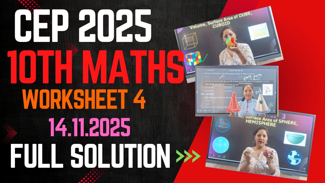 Class 10th Math |Worksheet 4 Full Solution CEP 2025 | Competency ...