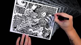 Trippy, High-Contrast Ink Drawing