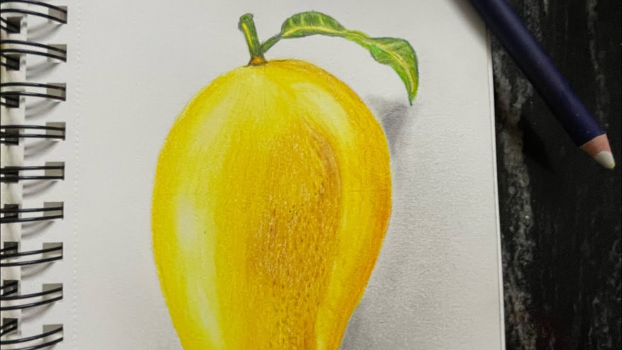 Easy mango 🥭 drawing process with #fabercastell colour pencils - YouTube