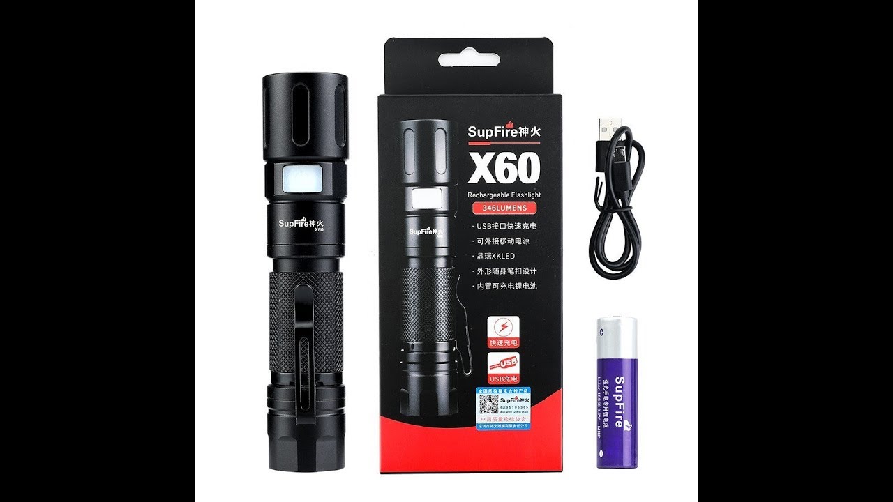 Supfire X60 5 mode LED Tactical Flashlight - YouTube