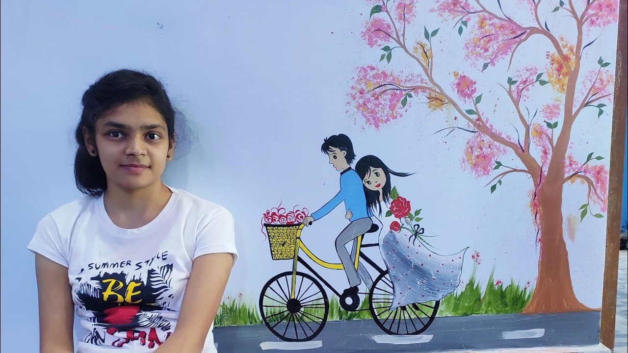 Couple wall painting || Love wall Painting design ideas ️ - YouTube