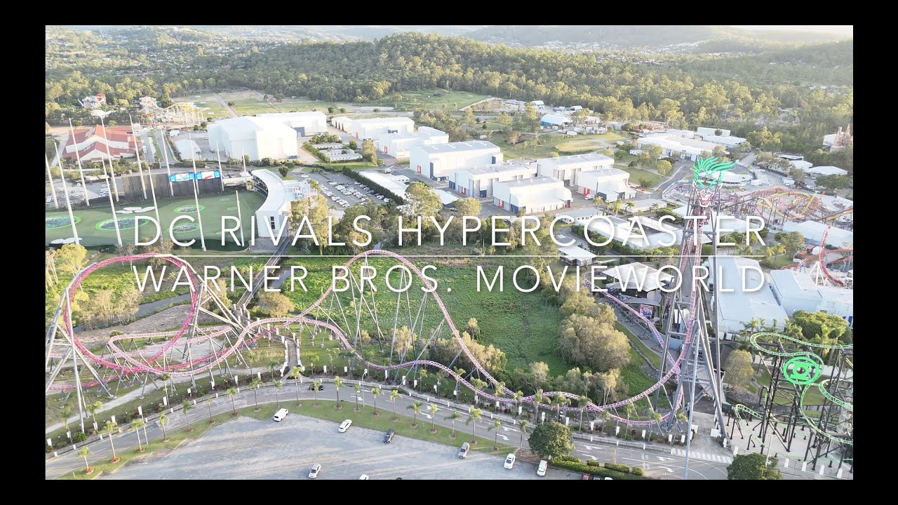 DC Rivals Hypercoaster - Warner Bros. Movie World - Drone 4k - YouTube