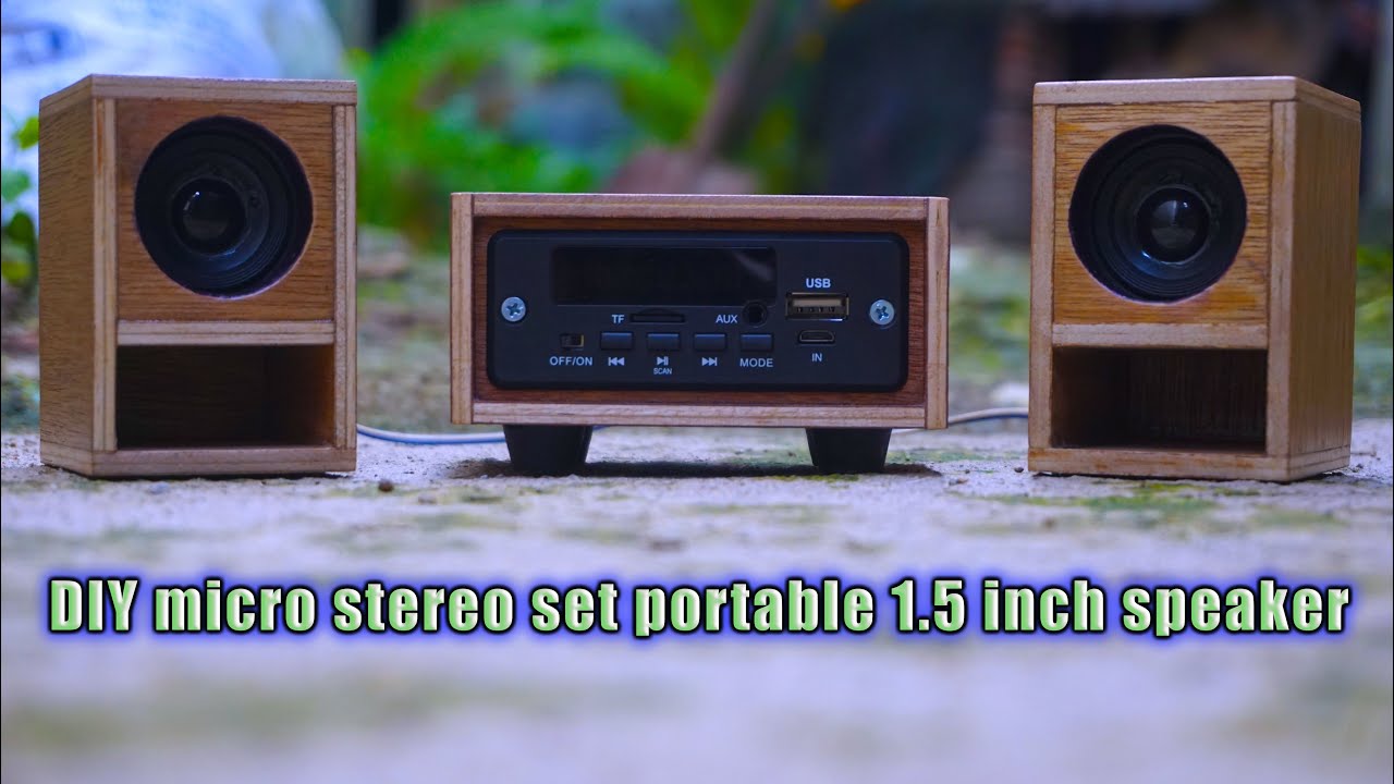 DIY miniatur stereo set portable simple 1.5 inch speaker - YouTube