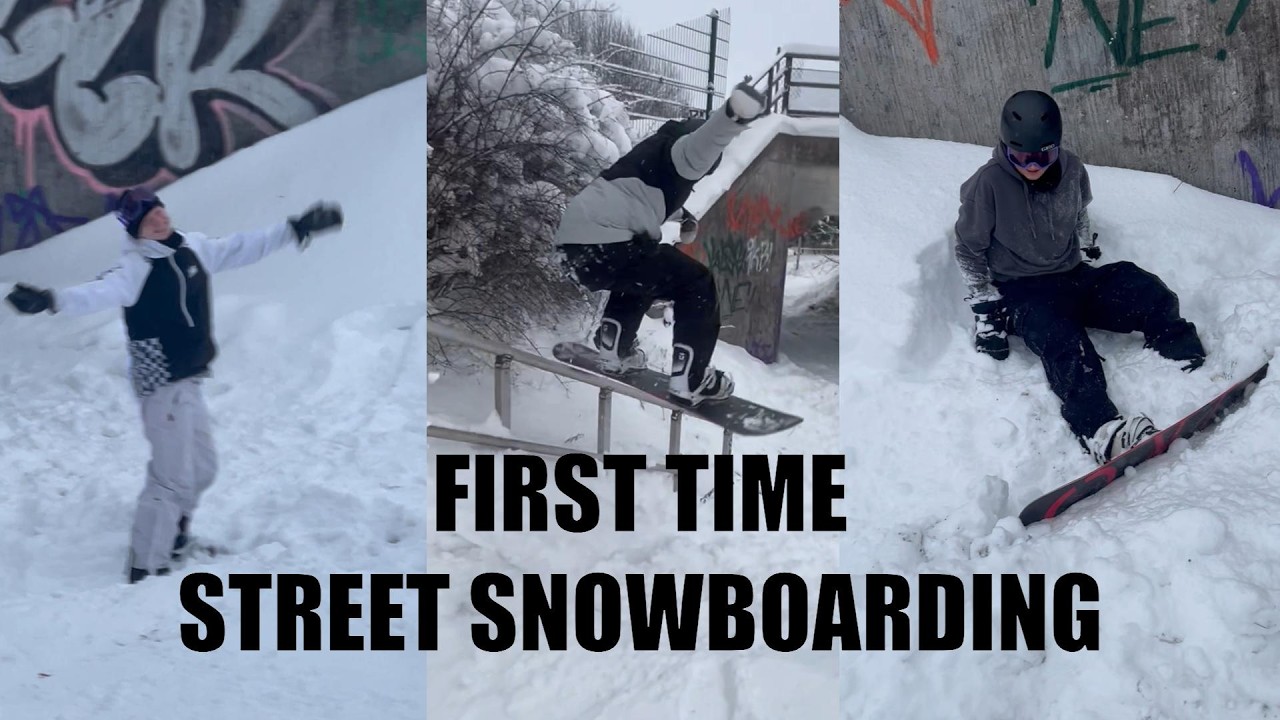 FIRST TIME GOING STREET SNOWBOARDING - YouTube