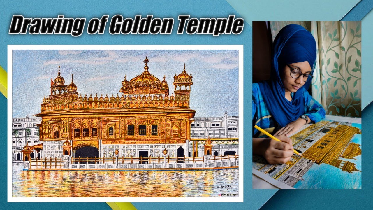 How to make drawing of Golden Temple | Darbar Sahib | Coloured pencil ...