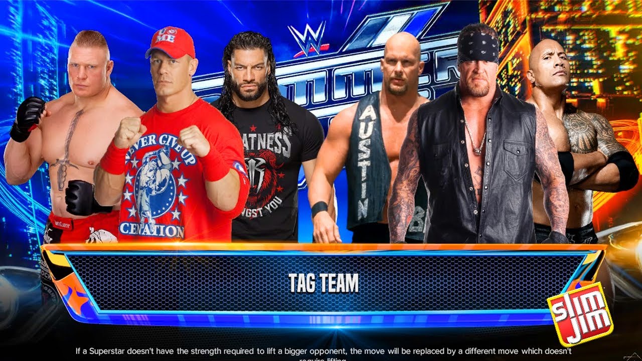 John Cena Brock Lesnar & Roman Reigns vs. Undertaker Steve Austin & The ...