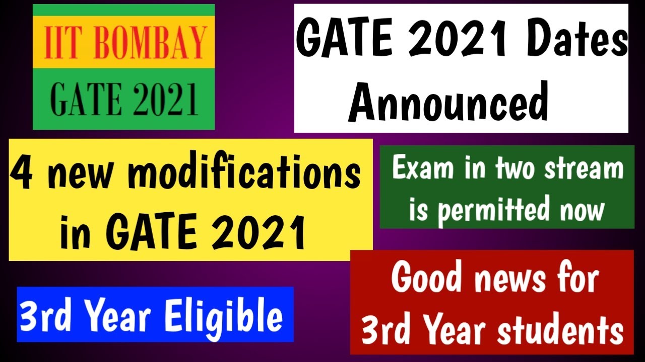 GATE 2021 Dates announced | Exam in two branch permitted | 3rd year B ...
