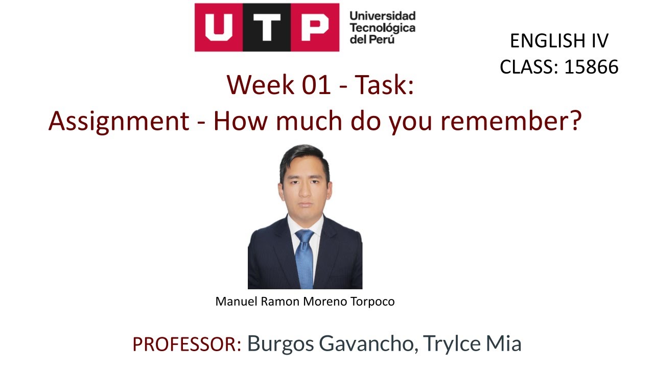 Week 01 - Task: Assignment - How much do you remember? - YouTube
