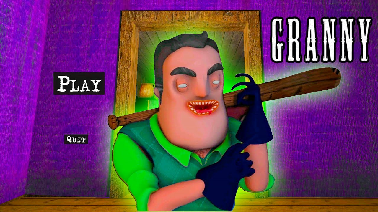 Granny is Hello Neighbor! Funny moments at granny's house! - YouTube