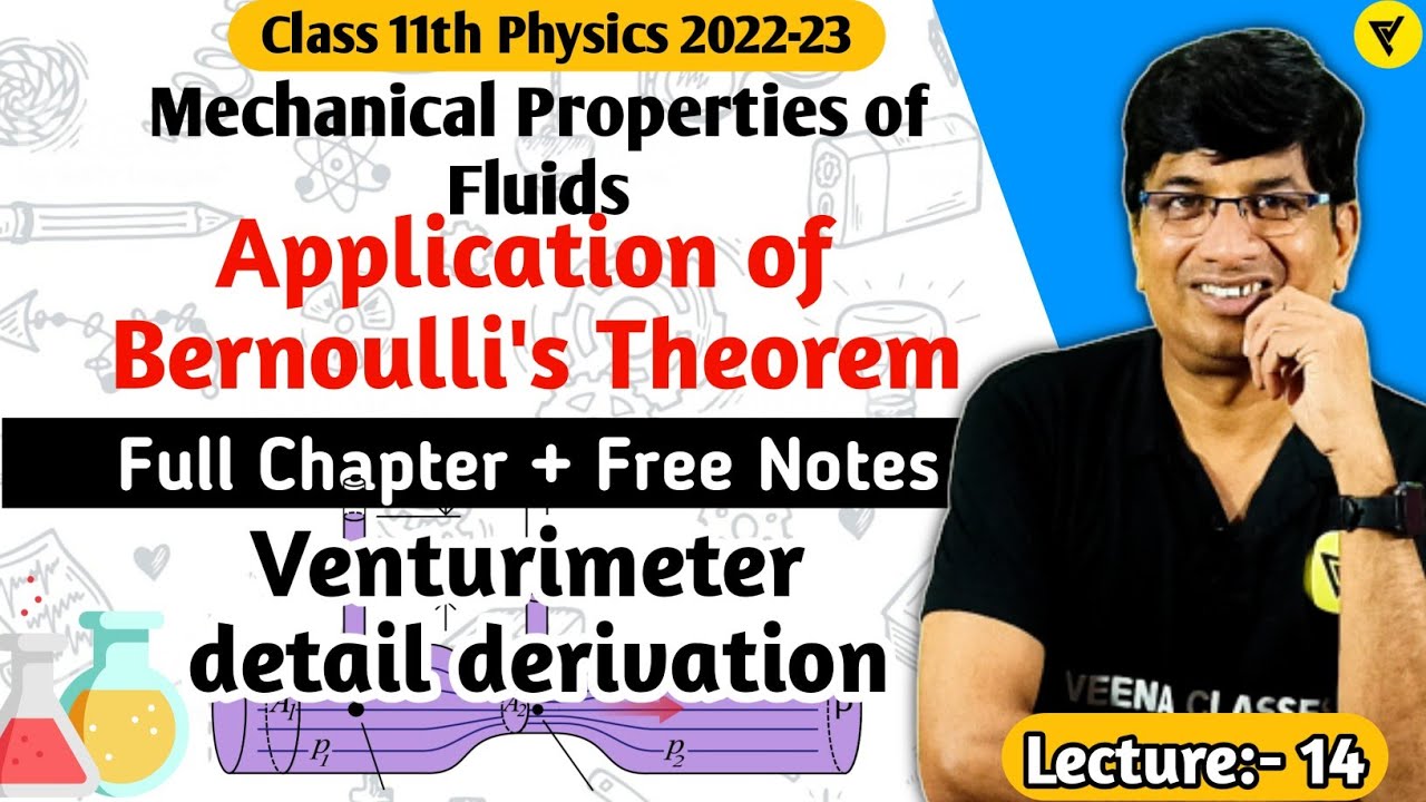 Applications of Bernoullis Theorem Class 11th Physics || Venturimeter and its derivation || IIT ...