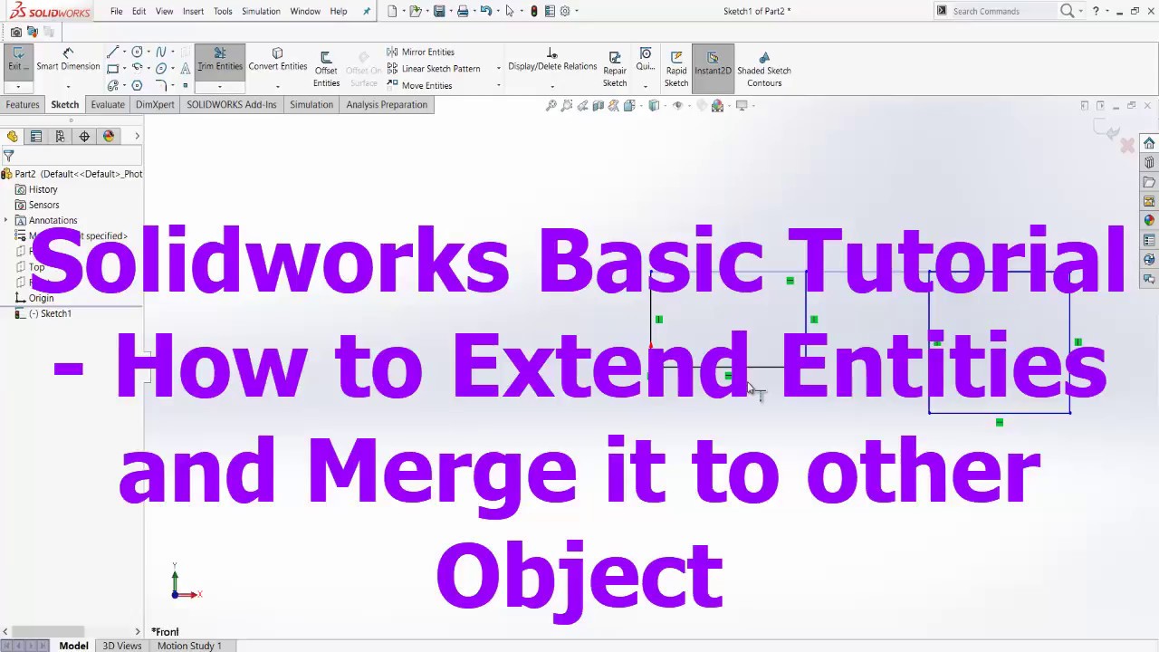 Solidworks Basic Tutorial - How to Extend Entities and Merge it to ...