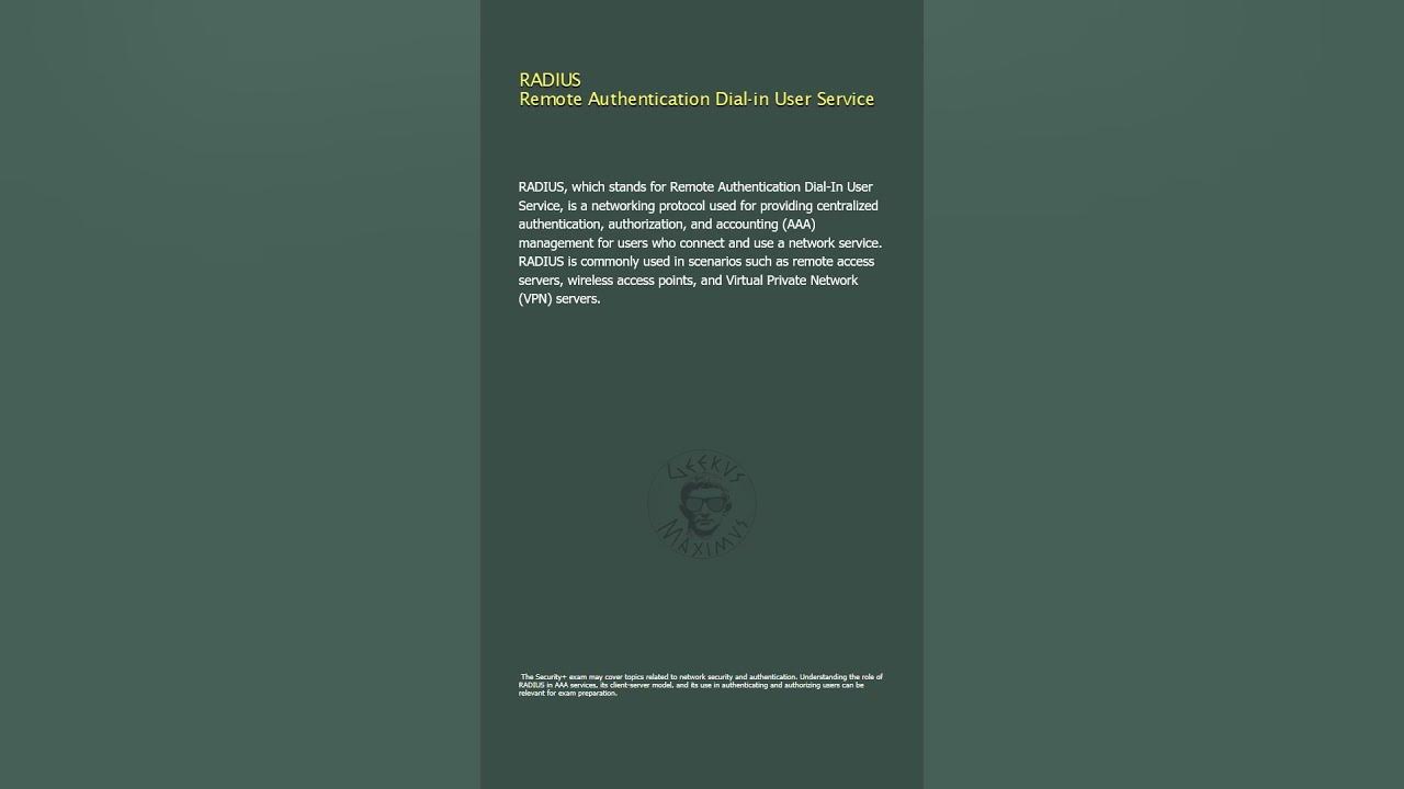 RADIUS - Remote Authentication Dial-in User Service - Security+ - YouTube