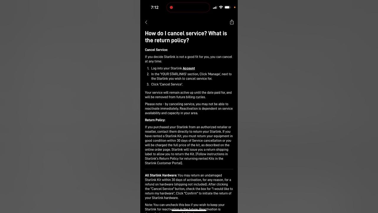How To Cancel Starlink Service In Mobile App Youtube