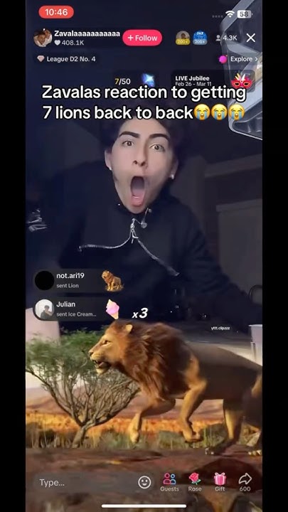 Zavalas Reaction to Getting 7 Lions Back to back 🦁 #tiktoklive #tiktok #zavala #arad #gabe # ...