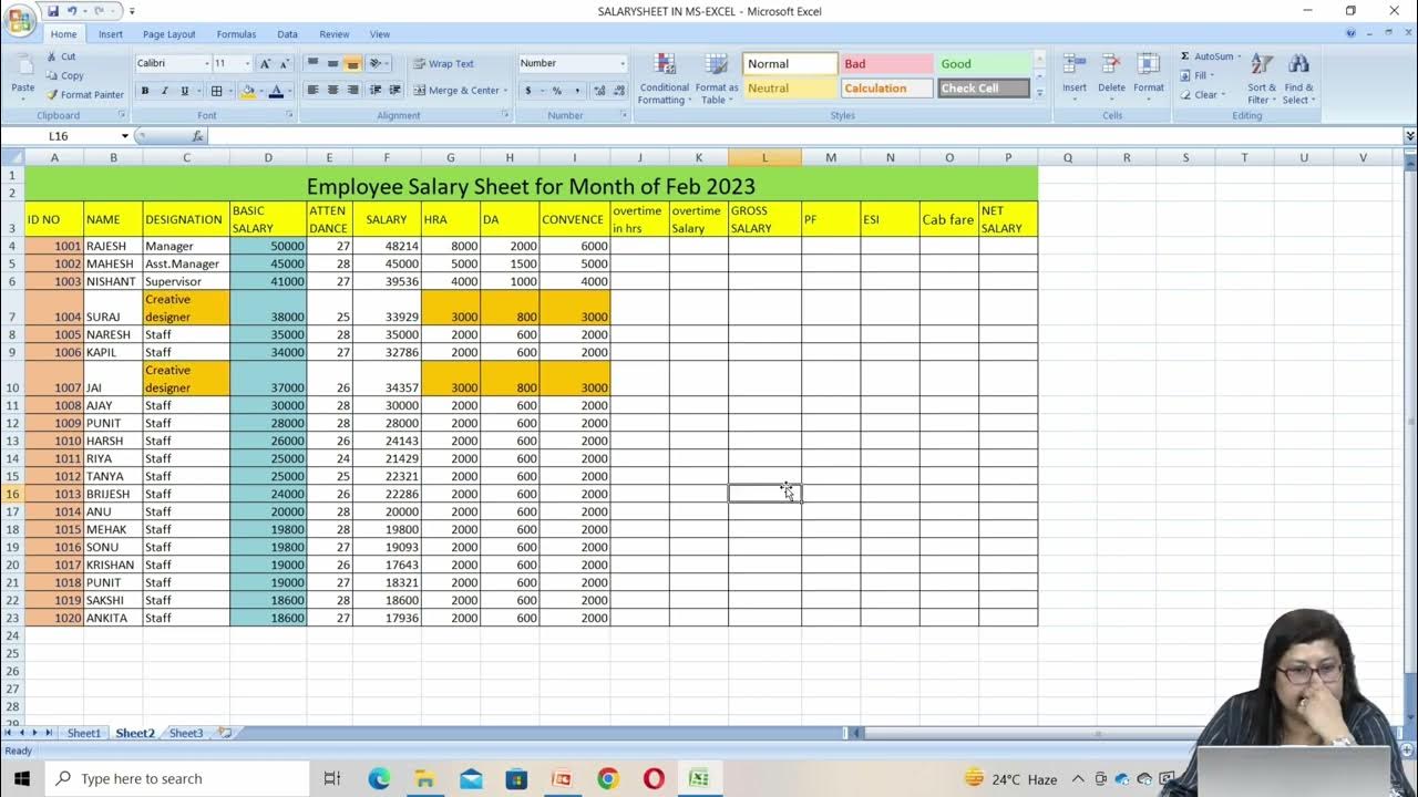 PREPARE SALARY SHEET IN MS-EXCEL (PRACTICAL DEMONSTRATION) - YouTube