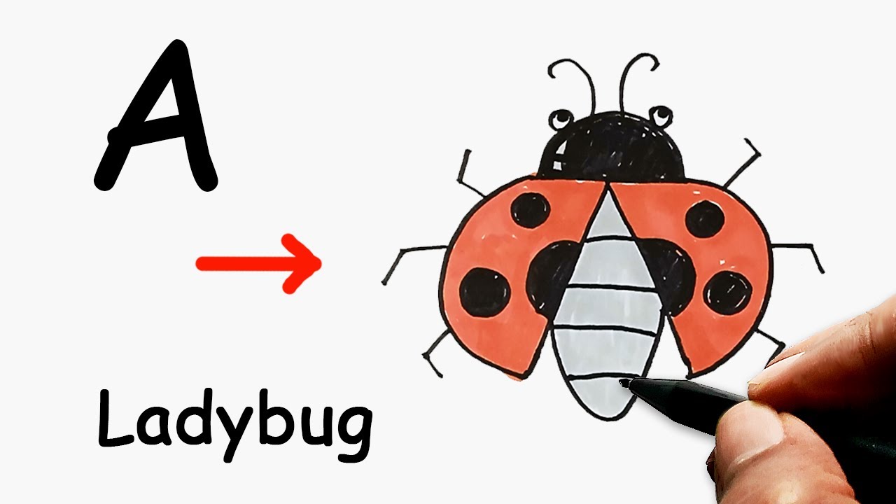 How To Turn The A Letter into Easy Ladybug | Letter Drawing Step by ...