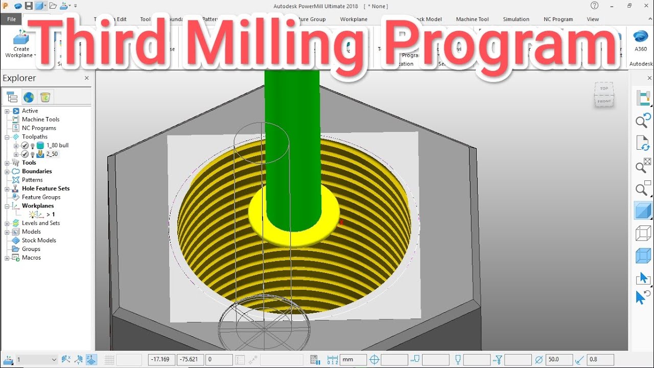Third Milling Program in power mill - YouTube