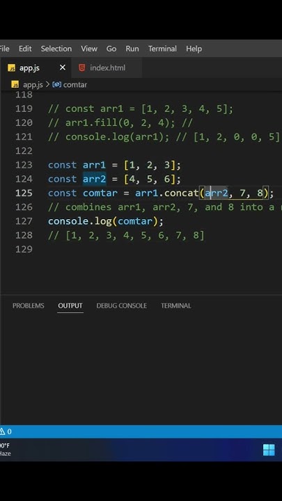 Concat method in javascript #javascript #html #viral #coding #trending #shorts - YouTube