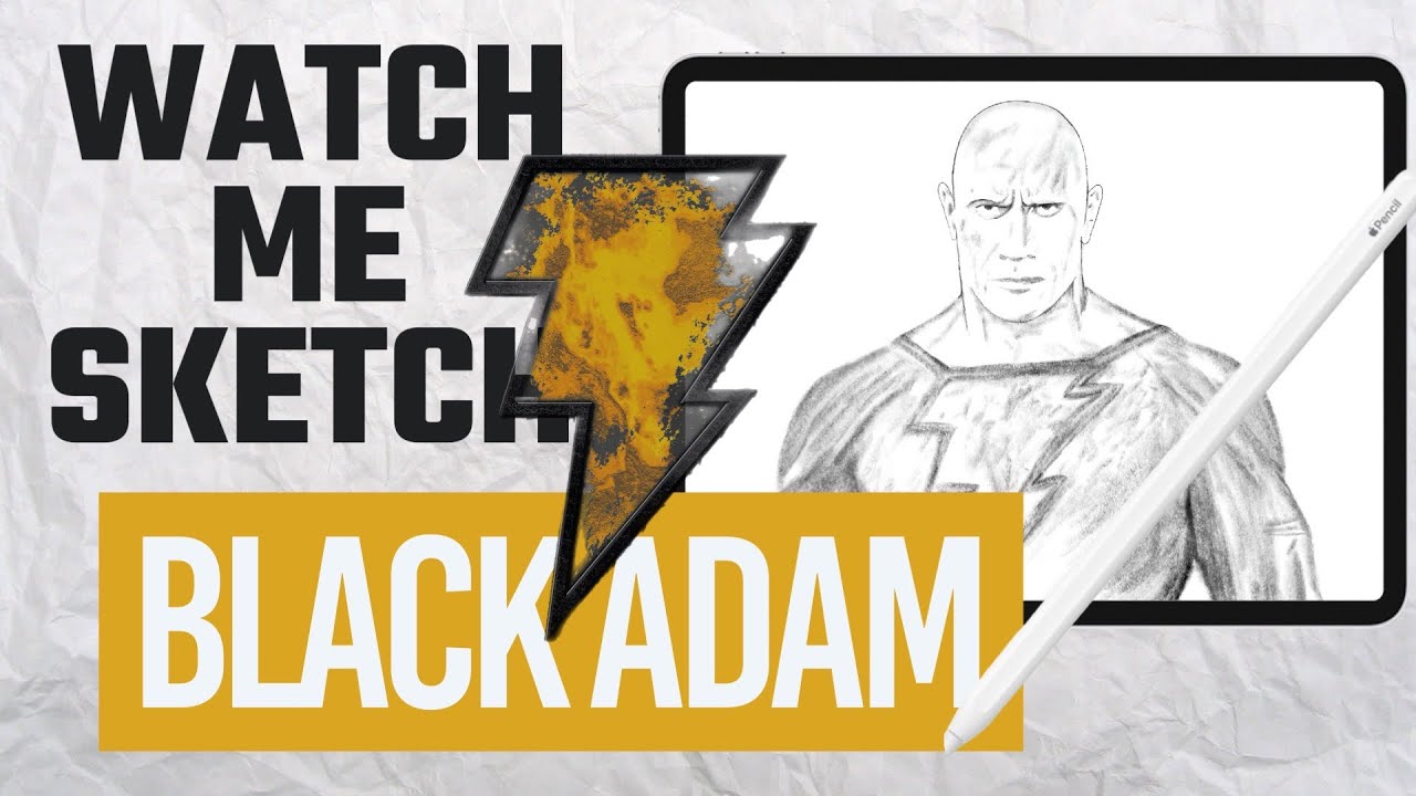 DRAWING BLACK ADAM IN 2 MINUTES (THE ROCK) - YouTube